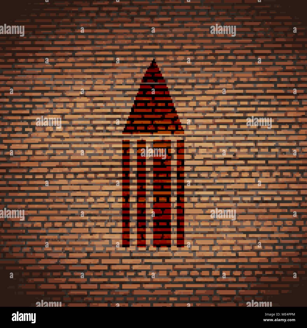 Pencil icon symbol on a brick wall. vector Stock Vector Image & Art - Alamy