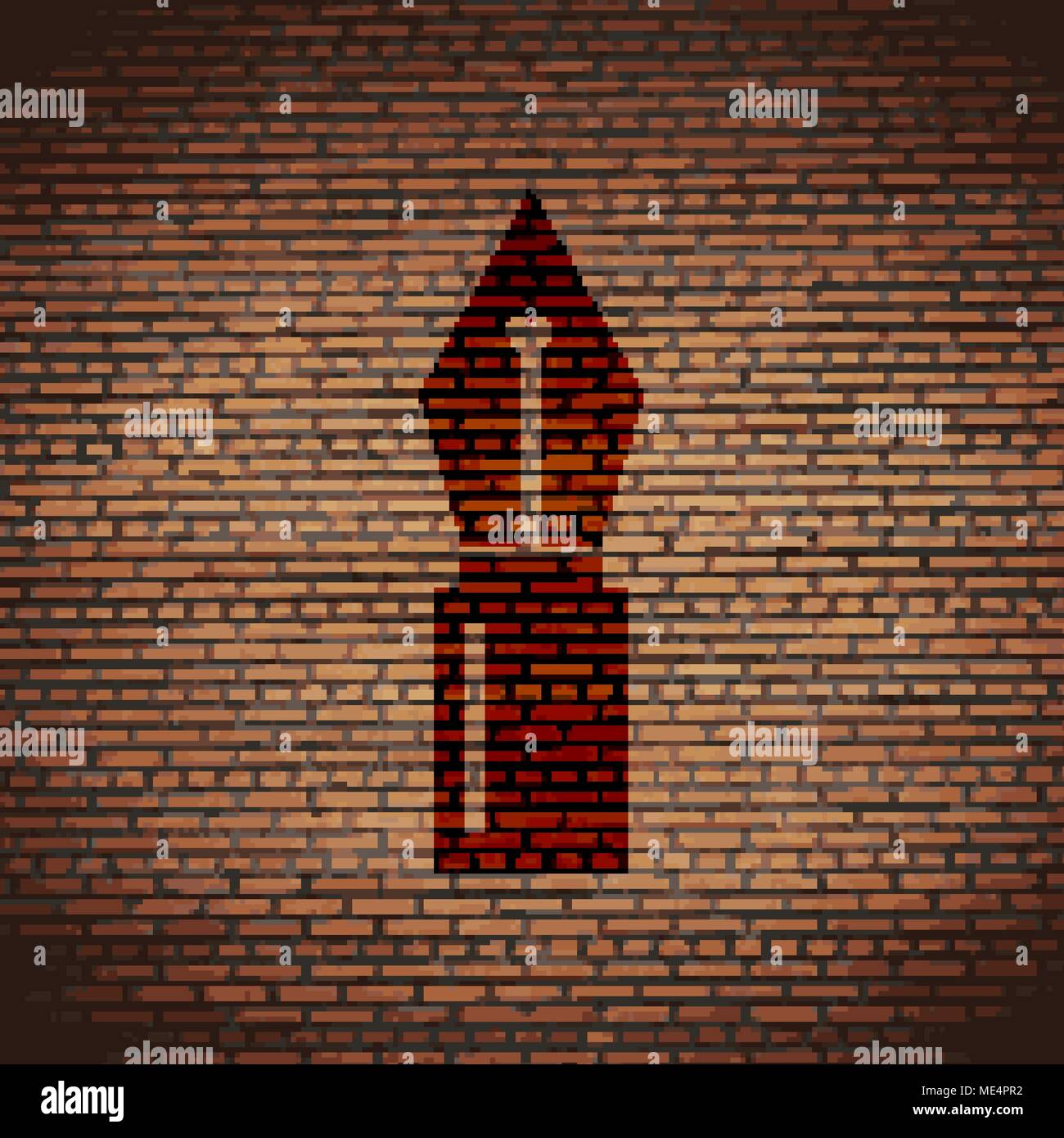 Pen icon symbol on a brick wall. vector Stock Vector Image & Art - Alamy