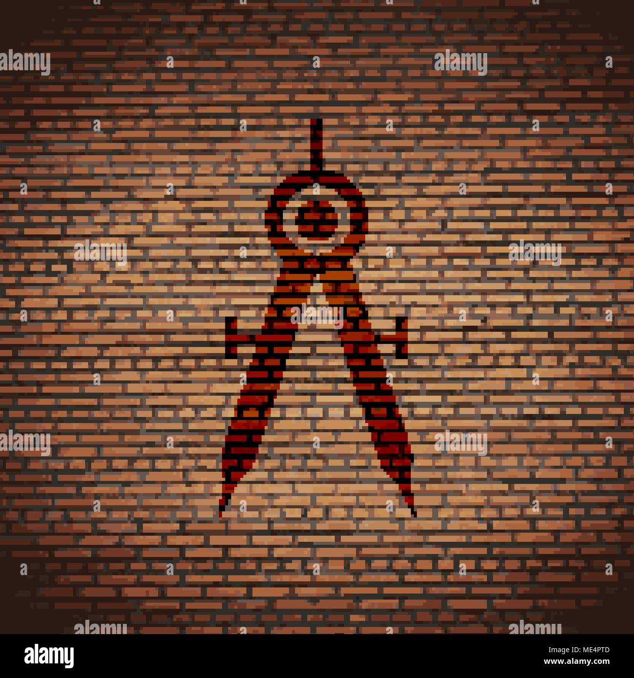 Mathematical Compass icon symbol on a brick wall. vector Stock Vector ...