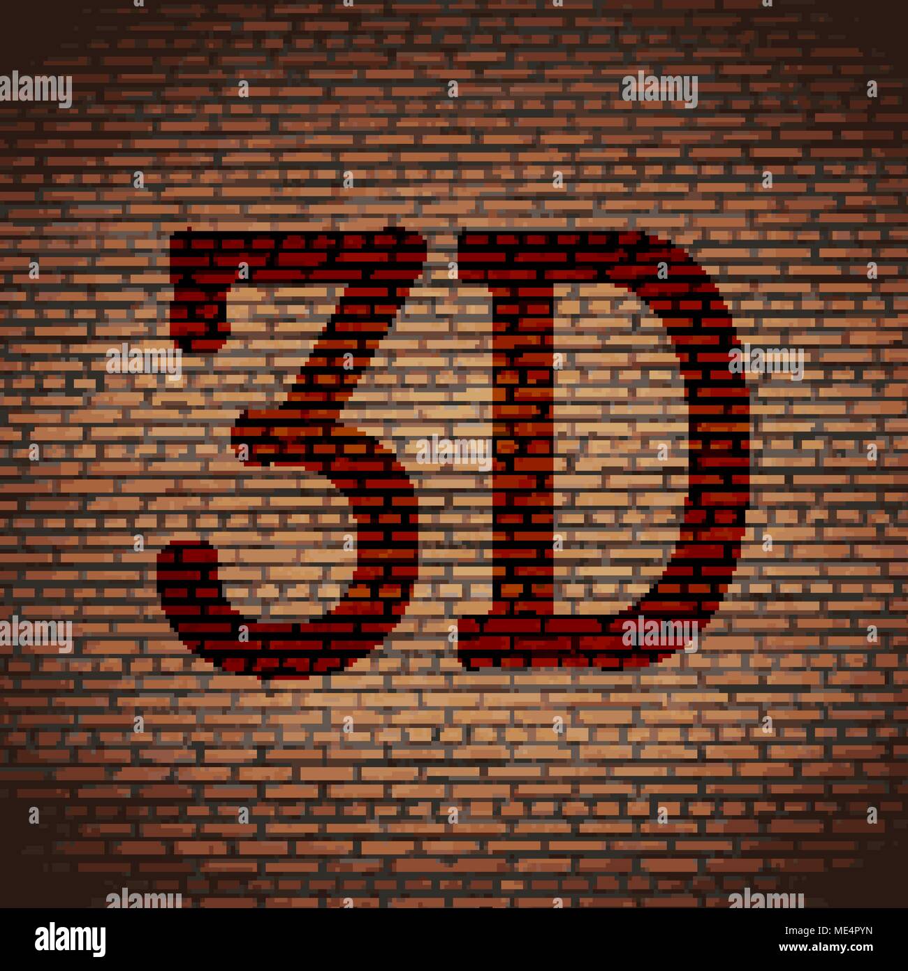 3D icon symbol on a brick wall. vector Stock Vector Image & Art - Alamy