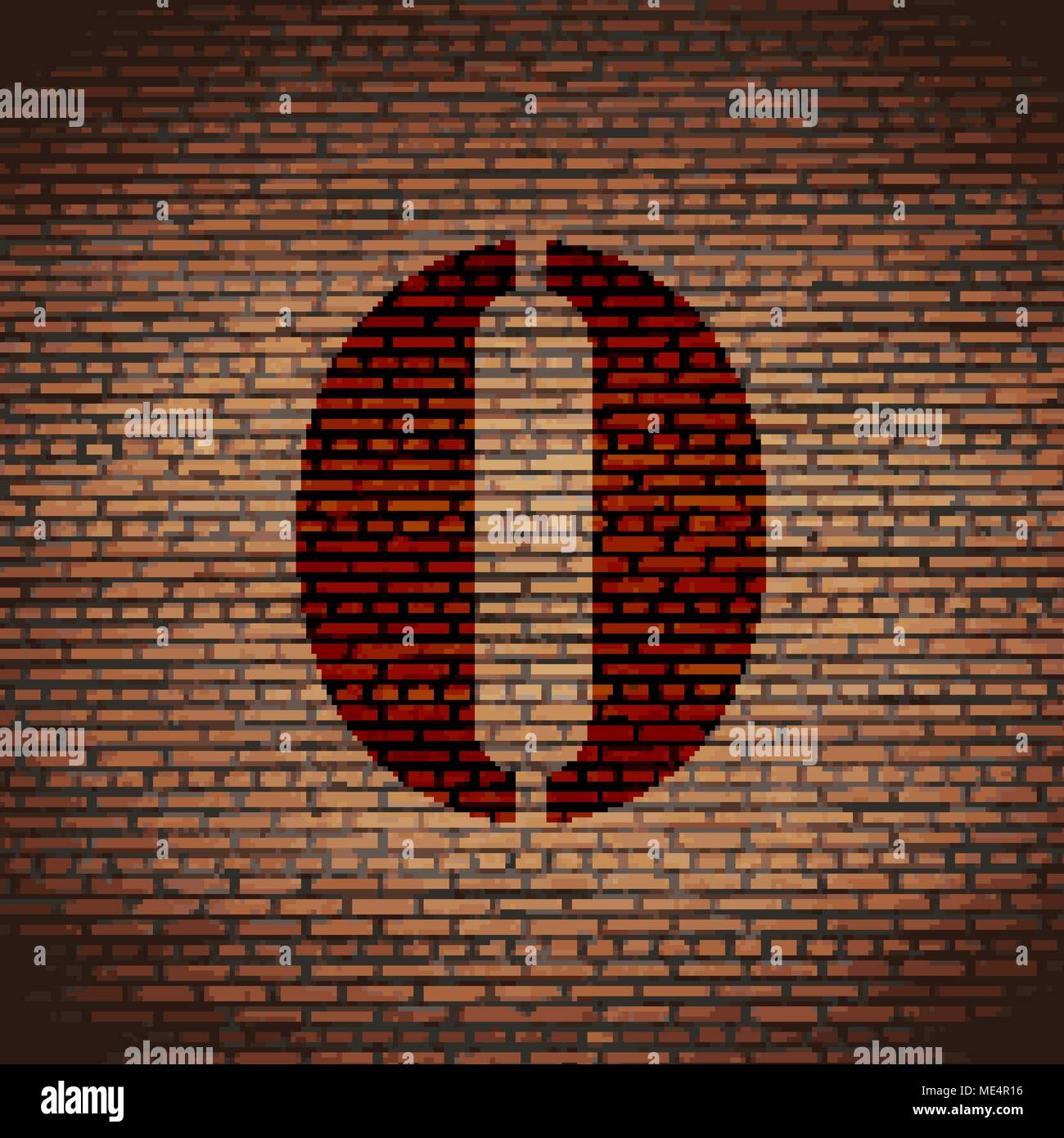 number zero icon symbol on a brick wall. vector Stock Vector Image ...