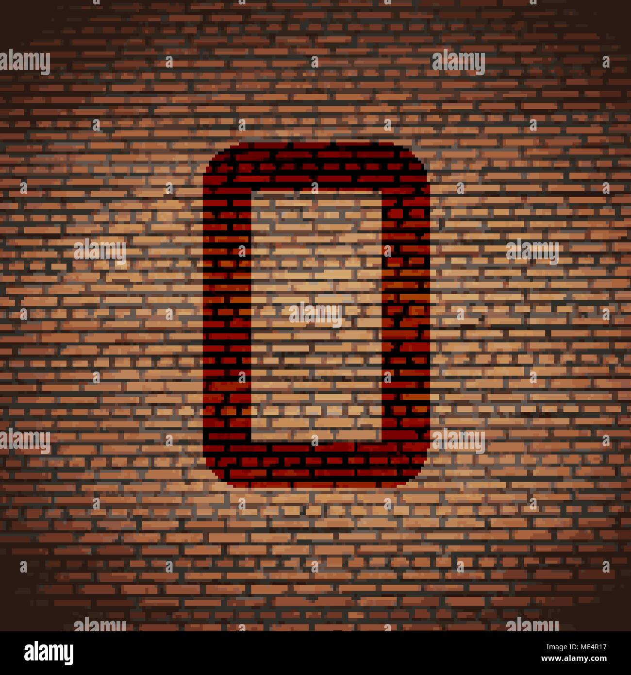 number zero icon symbol on a brick wall. vector Stock Vector Image ...