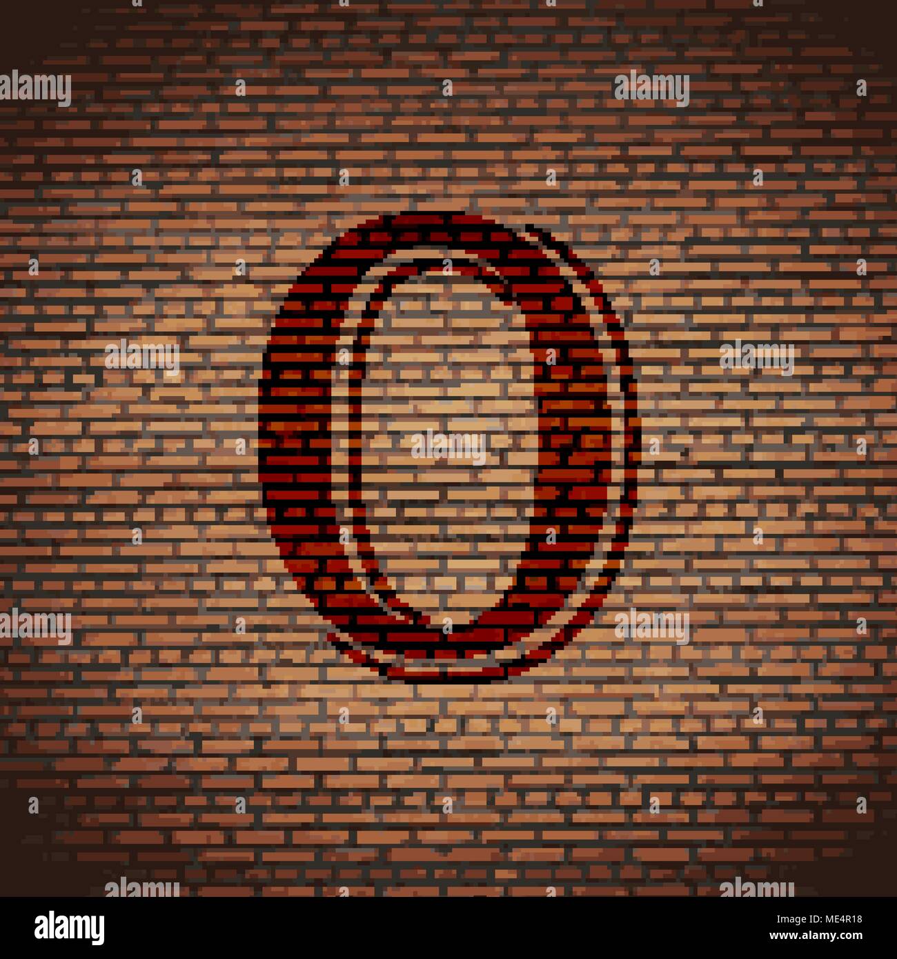number zero icon symbol on a brick wall. vector Stock Vector Image ...
