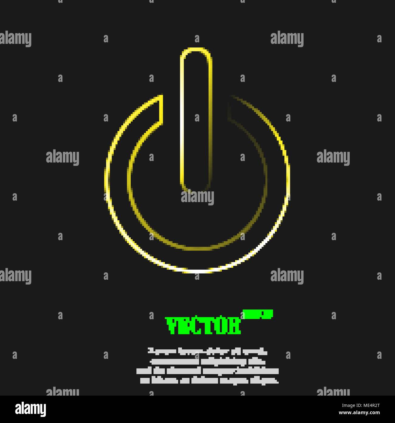 Power icon symbol with effect of yellow neon. Vector illustration Stock ...