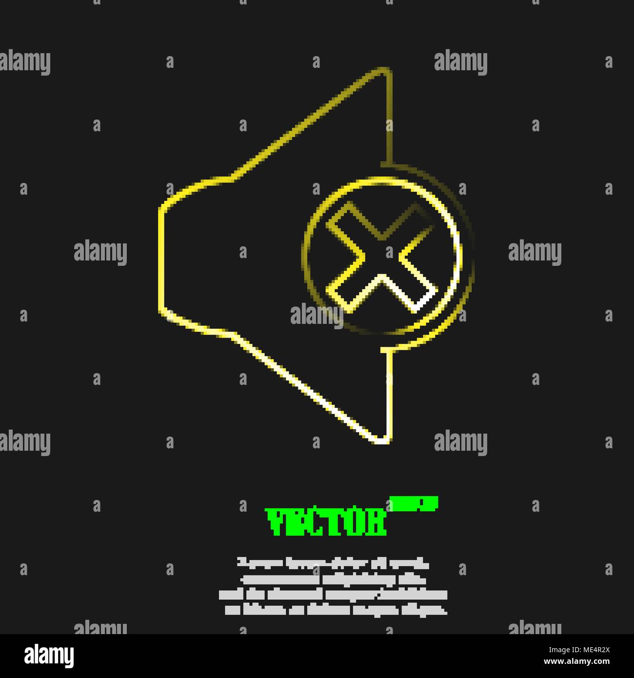 Mute speaker icon symbol with effect of yellow neon. Vector ...