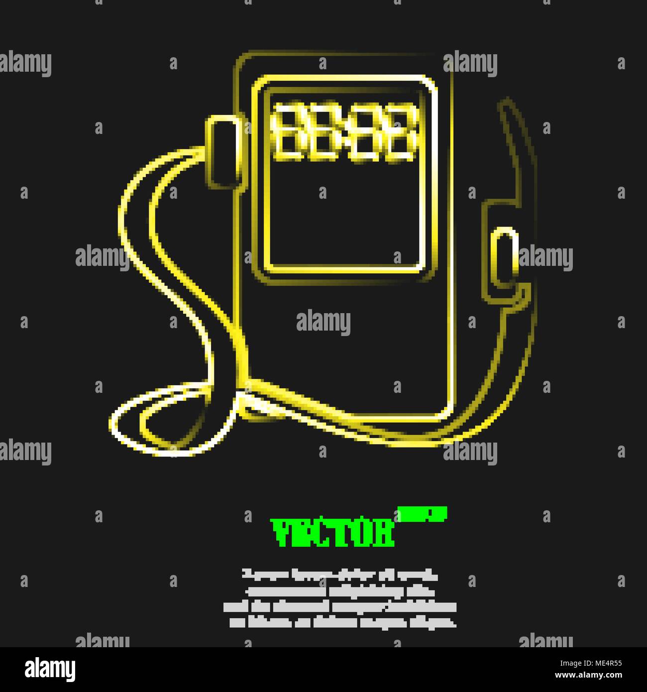 Gas, fuel station icon symbol with effect of yellow neon. Vector ...