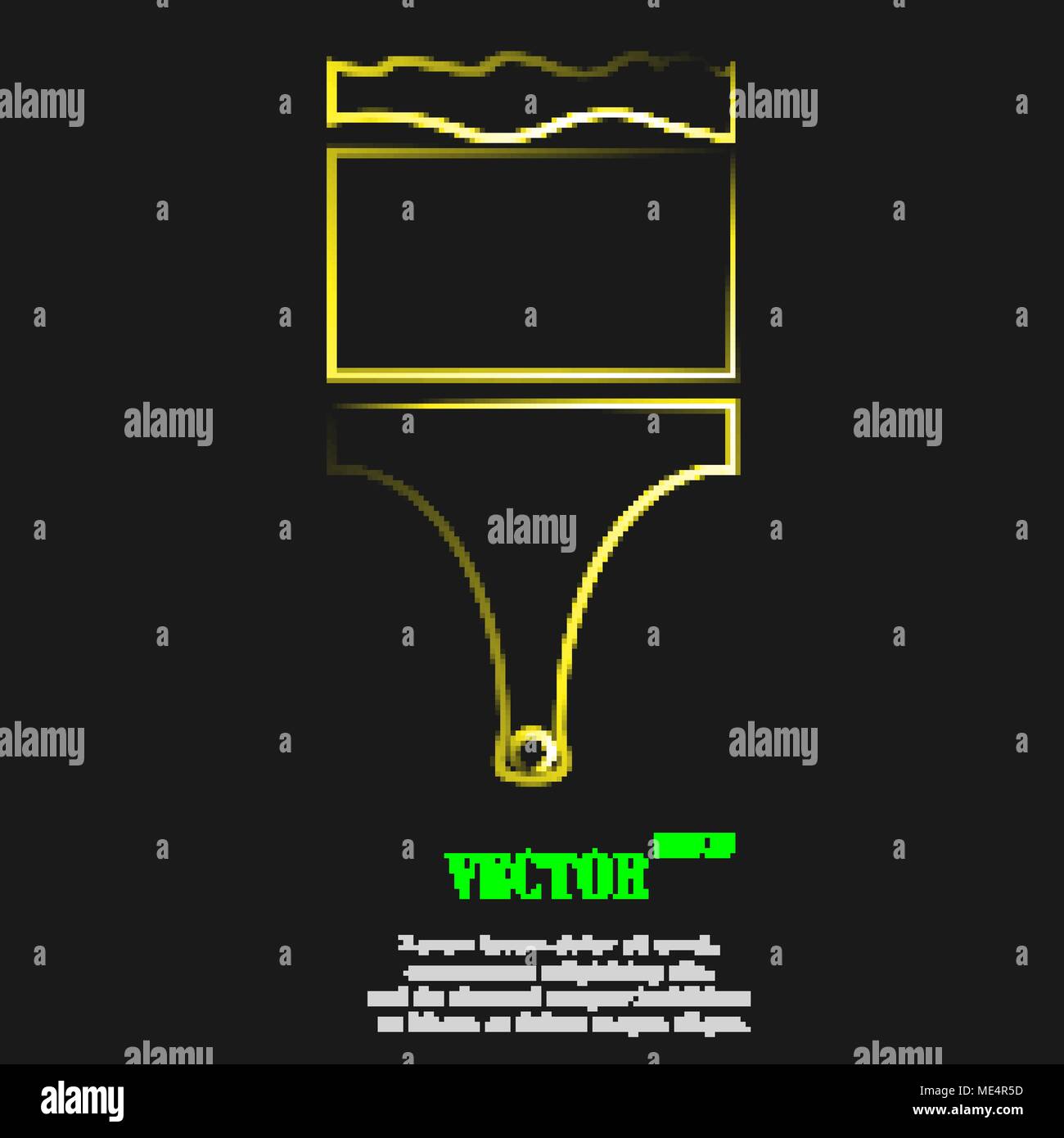 Paint brush icon symbol with effect of yellow neon. Vector illustration ...