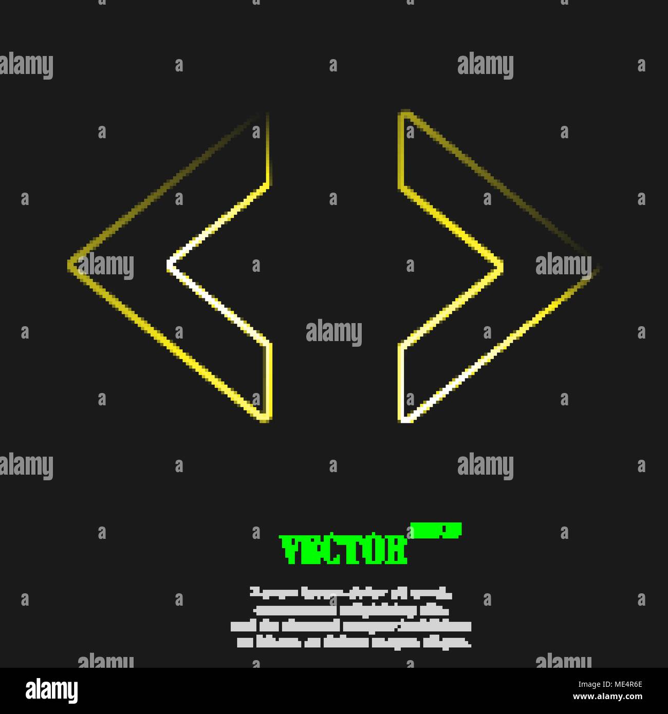 Code icon symbol with effect of yellow neon. Vector illustration Stock ...
