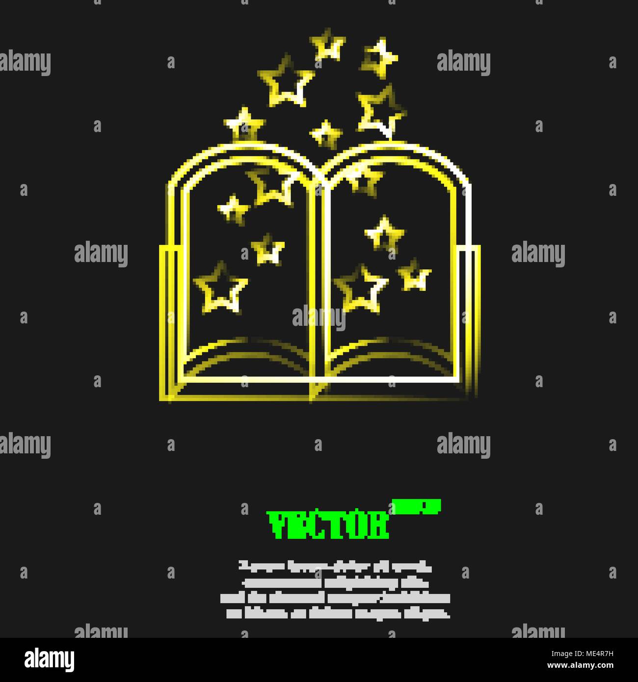 Magic Book icon symbol with effect of yellow neon. Vector illustration ...