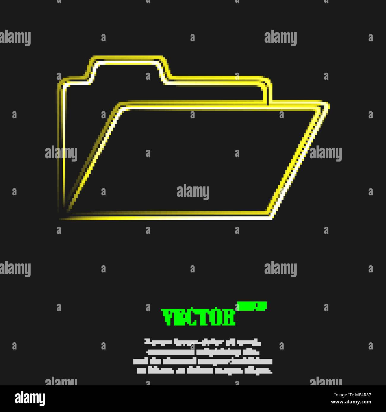 Document folder icon symbol with effect of yellow neon. Vector illustration Stock Vector Image ...
