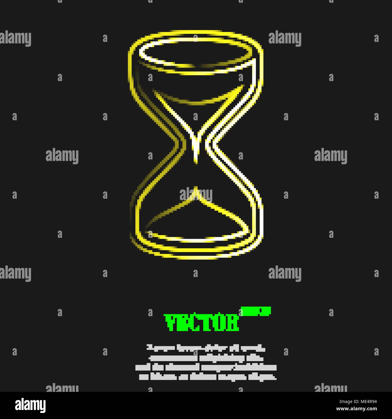 Hourglass icon symbol with effect of yellow neon. Vector illustration ...