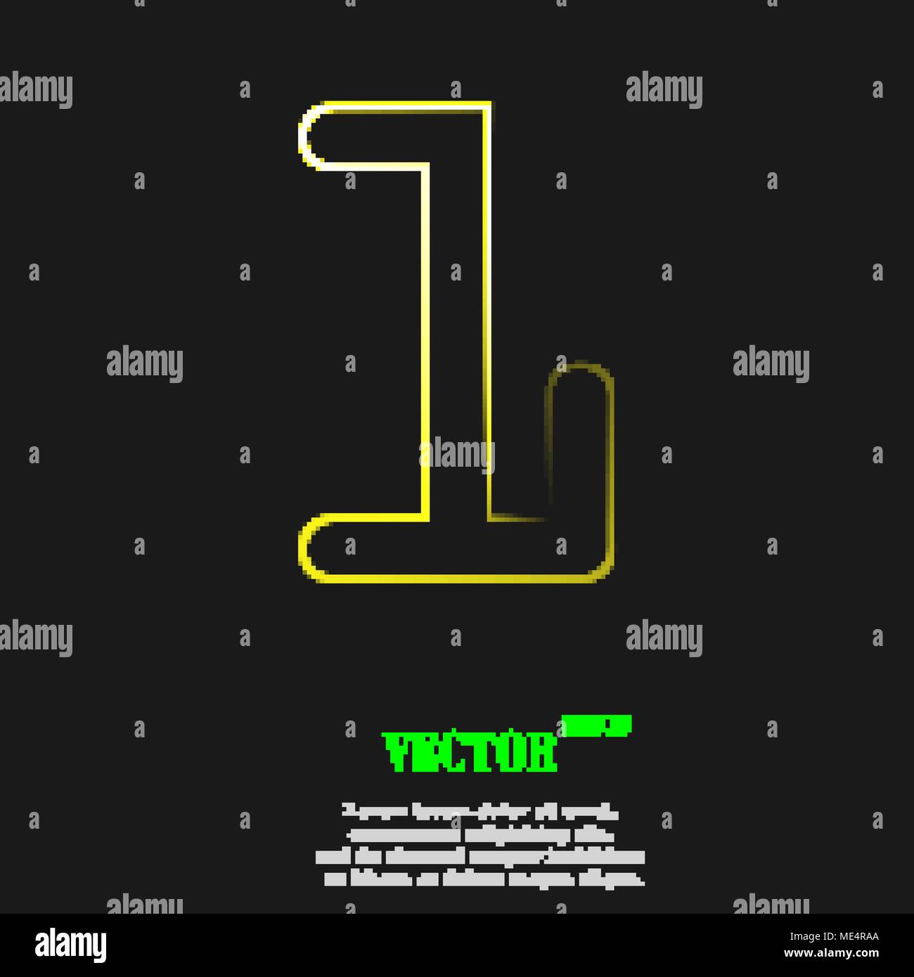 number one icon symbol with effect of yellow neon. Vector illustration ...
