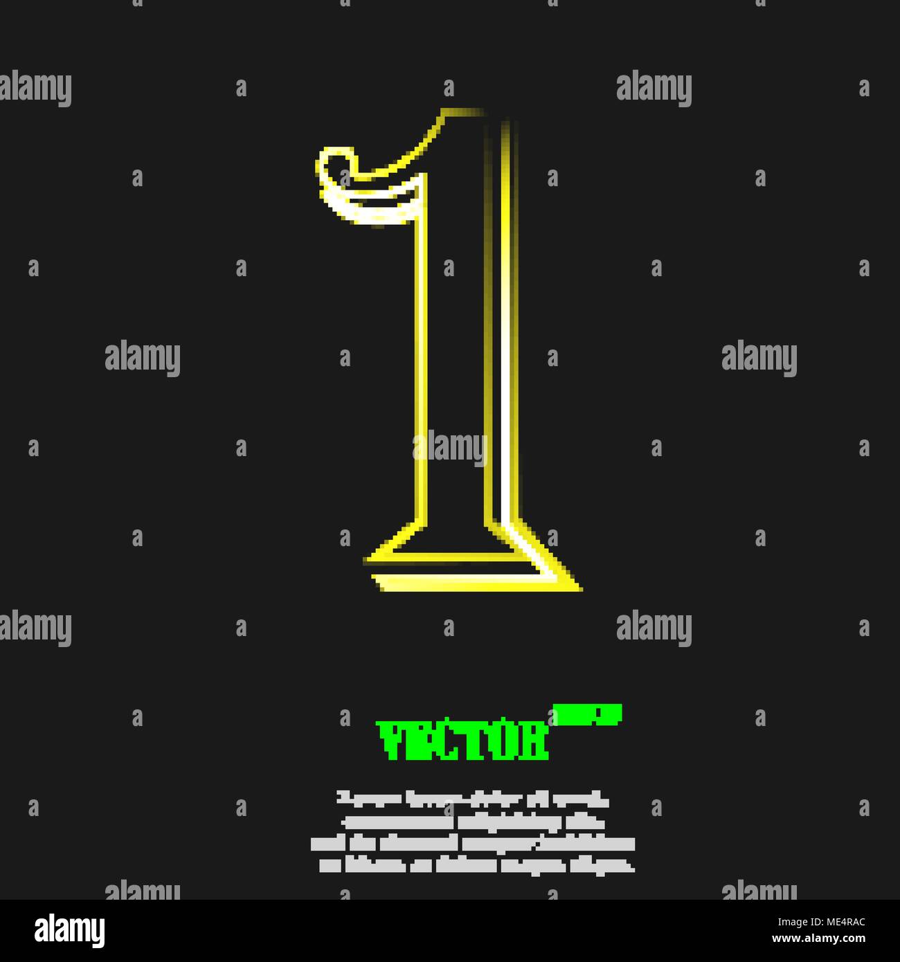 number one icon symbol with effect of yellow neon. Vector illustration ...