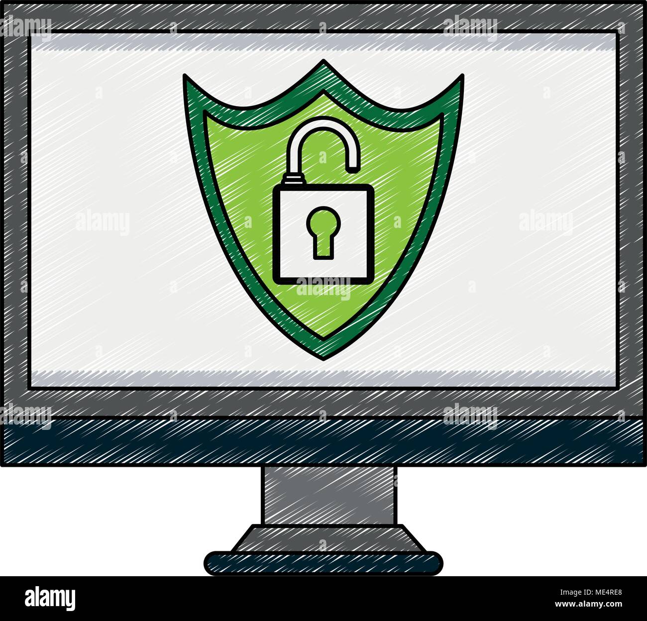 Computer security system scribble Stock Vector Image & Art - Alamy
