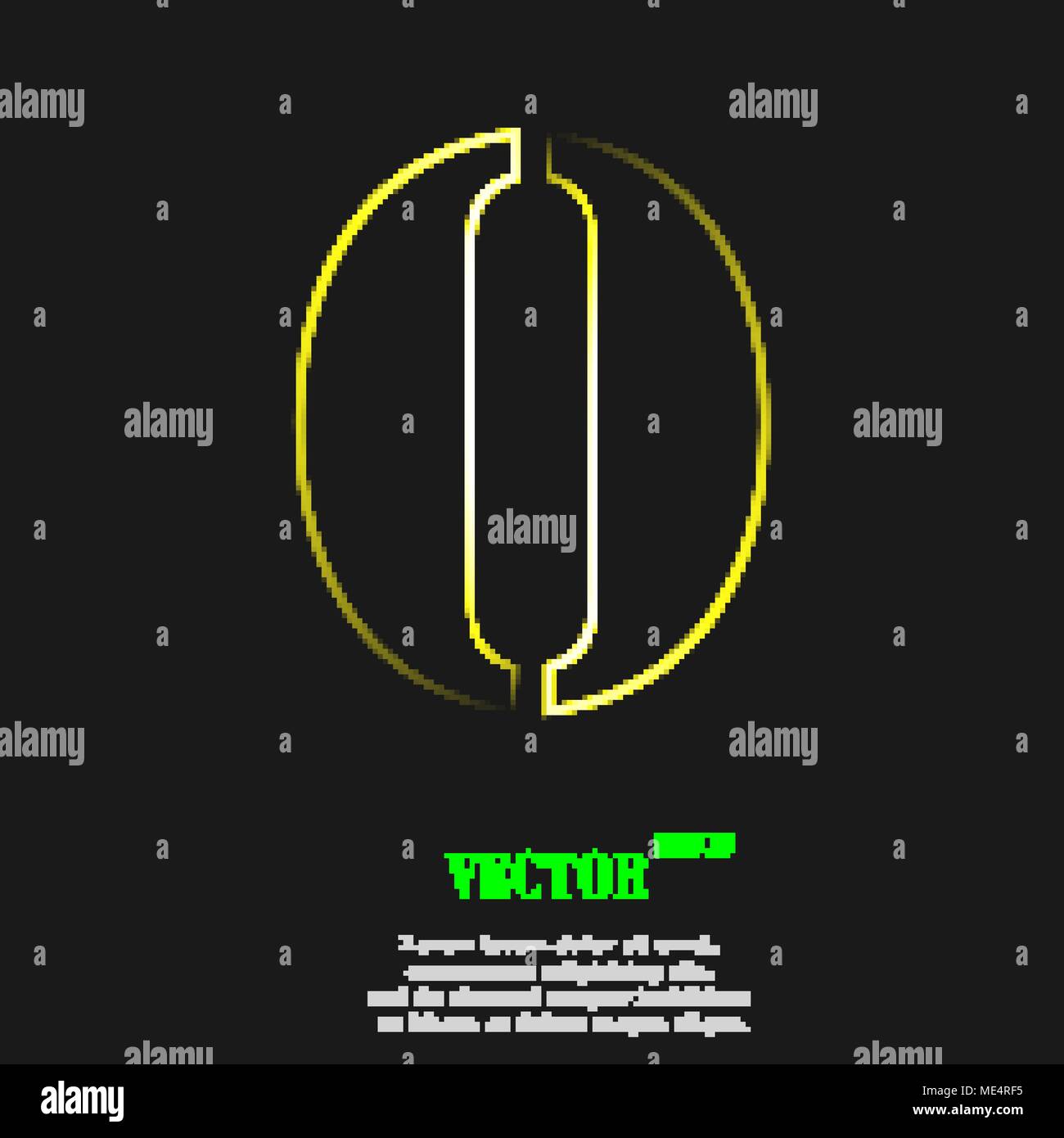 number zero icon symbol with effect of yellow neon. Vector illustration ...