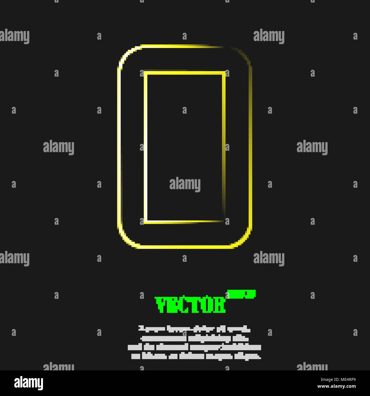 number zero icon symbol with effect of yellow neon. Vector illustration ...