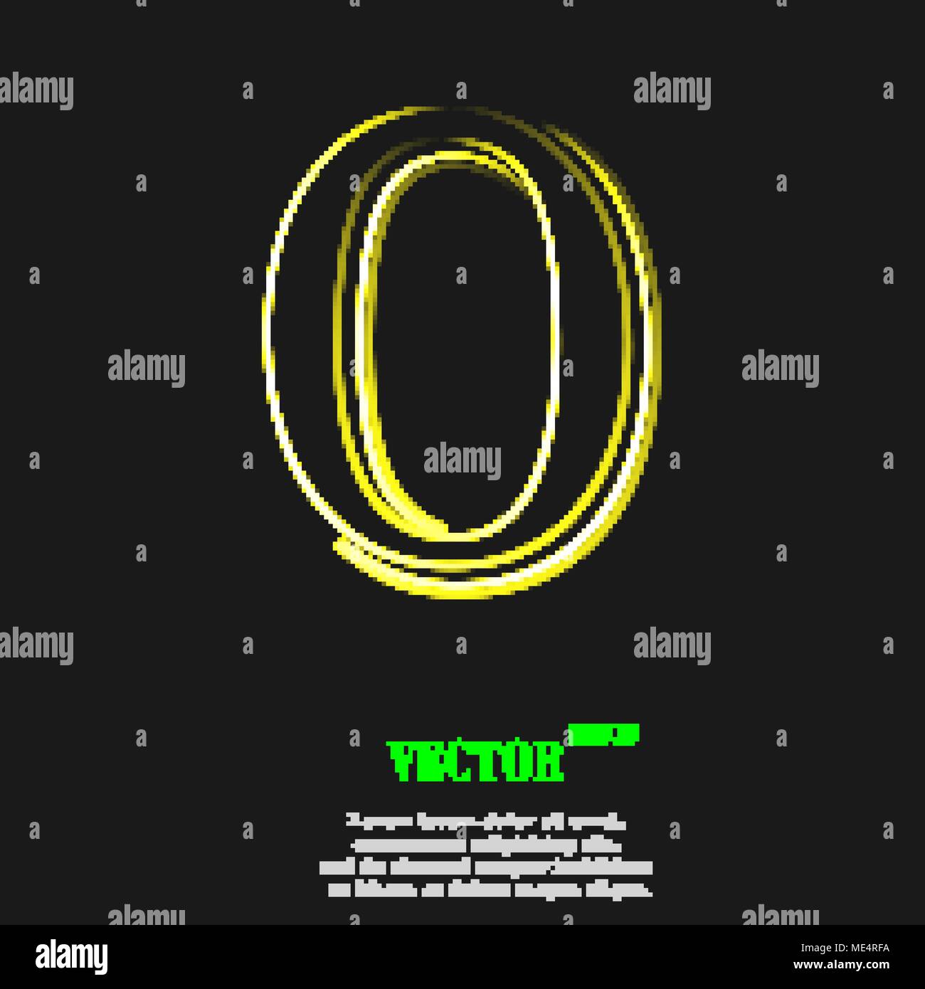 number zero icon symbol with effect of yellow neon. Vector illustration ...