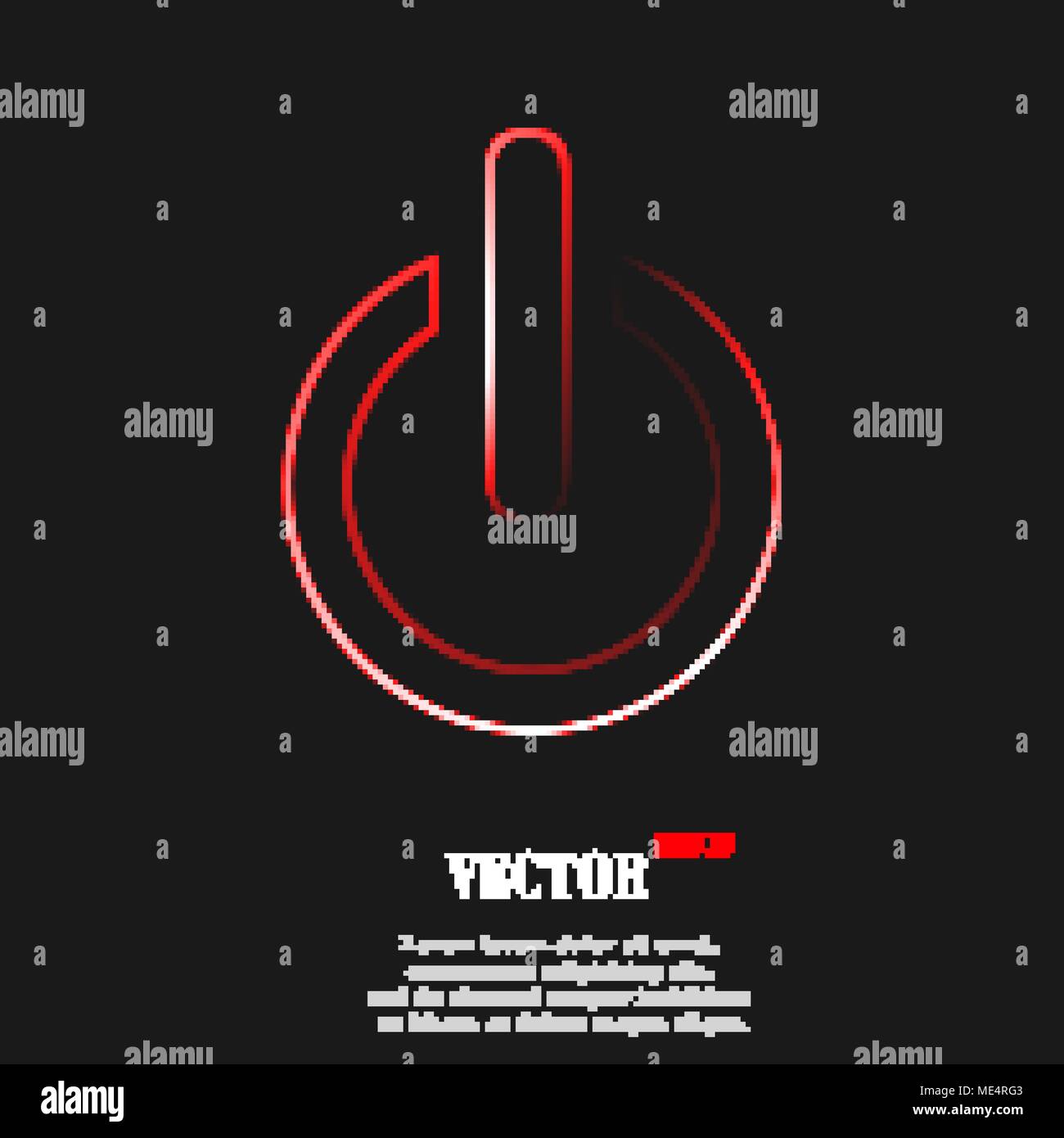 Power icon symbol with effect of red neon. Vector illustration Stock ...