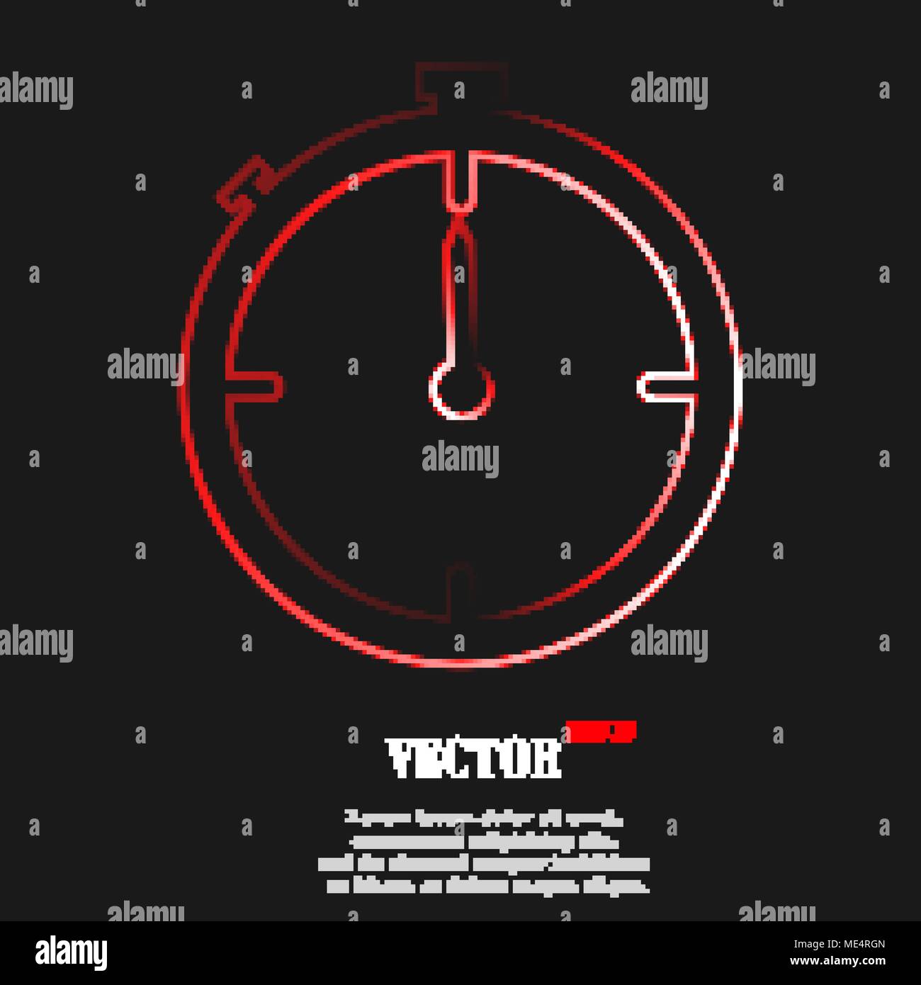 Timer icon symbol with effect of red neon. Vector illustration Stock ...