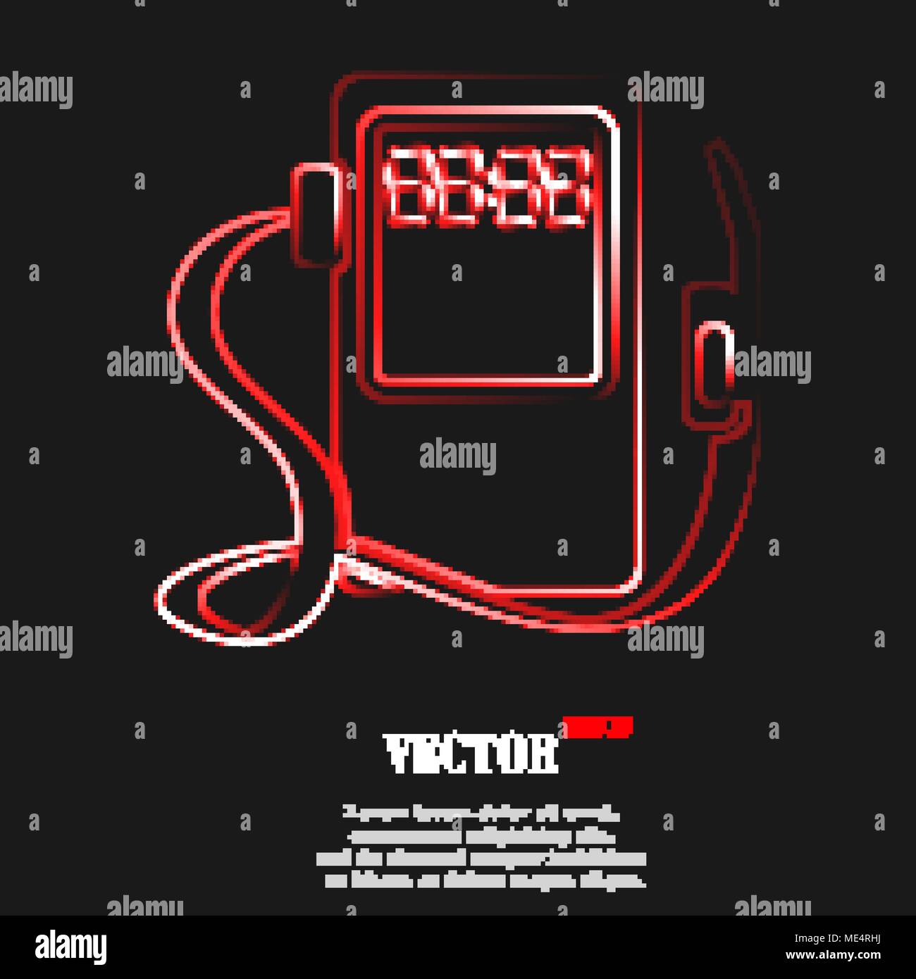 Gas, fuel station icon symbol with effect of red neon. Vector ...