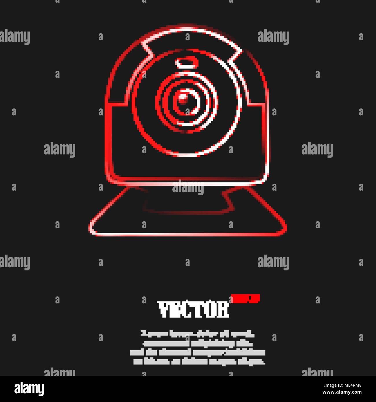 Webcam icon symbol with effect of red neon. Vector illustration Stock ...