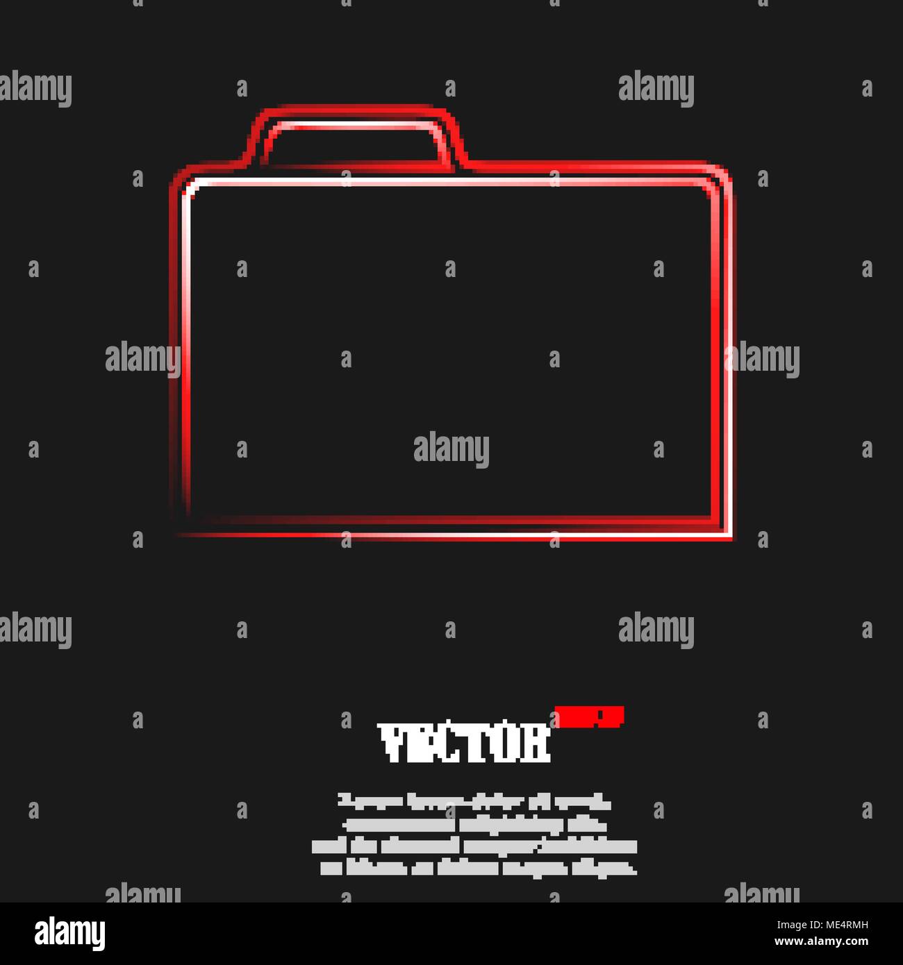 Document folder icon symbol with effect of red neon. Vector ...