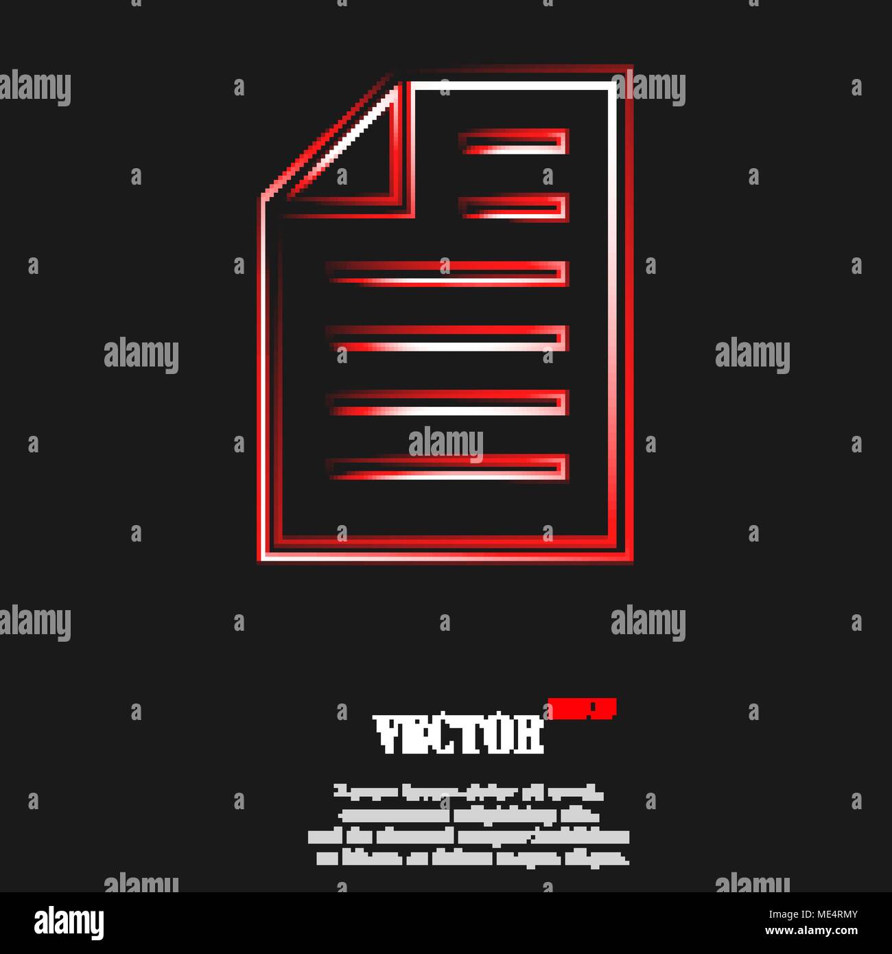 Text file icon symbol with effect of red neon. Vector illustration ...