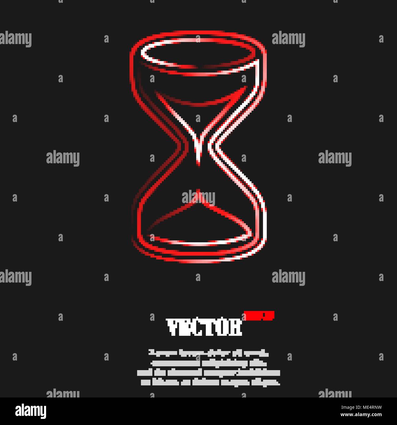 Hourglass icon symbol with effect of red neon. Vector illustration ...