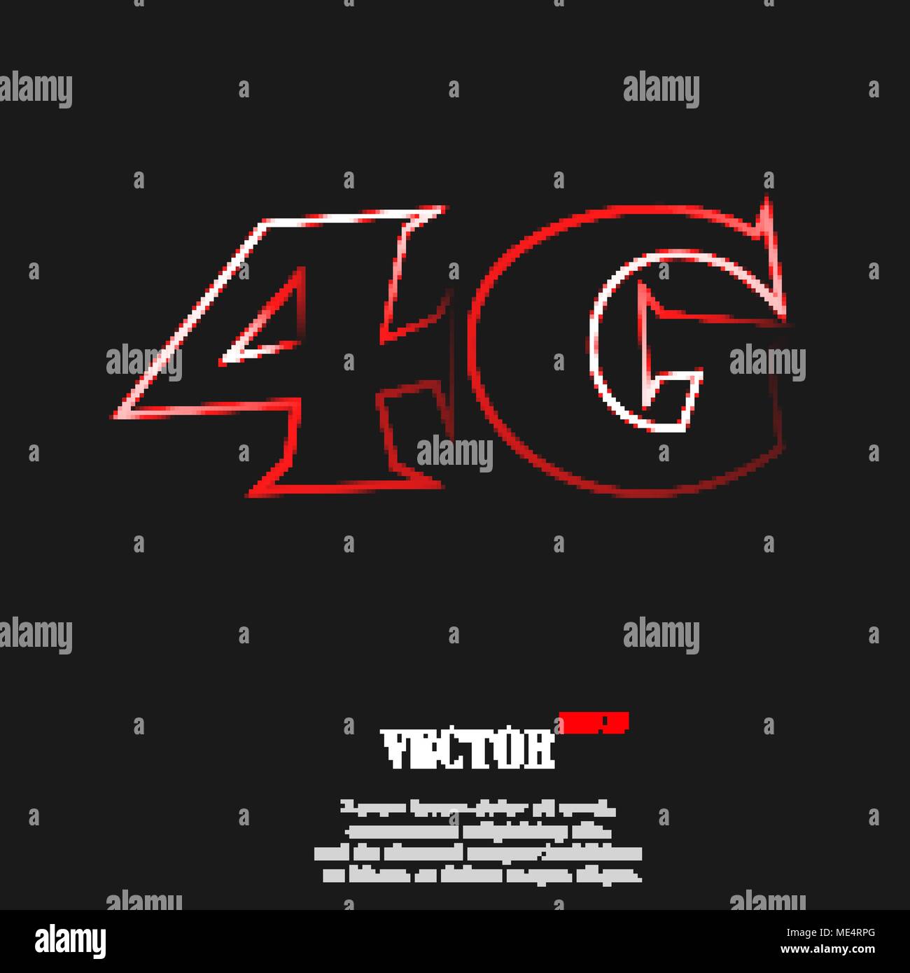 4G icon symbol with effect of red neon. Vector illustration Stock ...