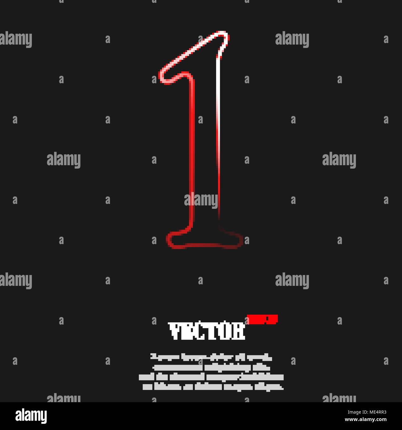 number one icon symbol with effect of red neon. Vector illustration ...