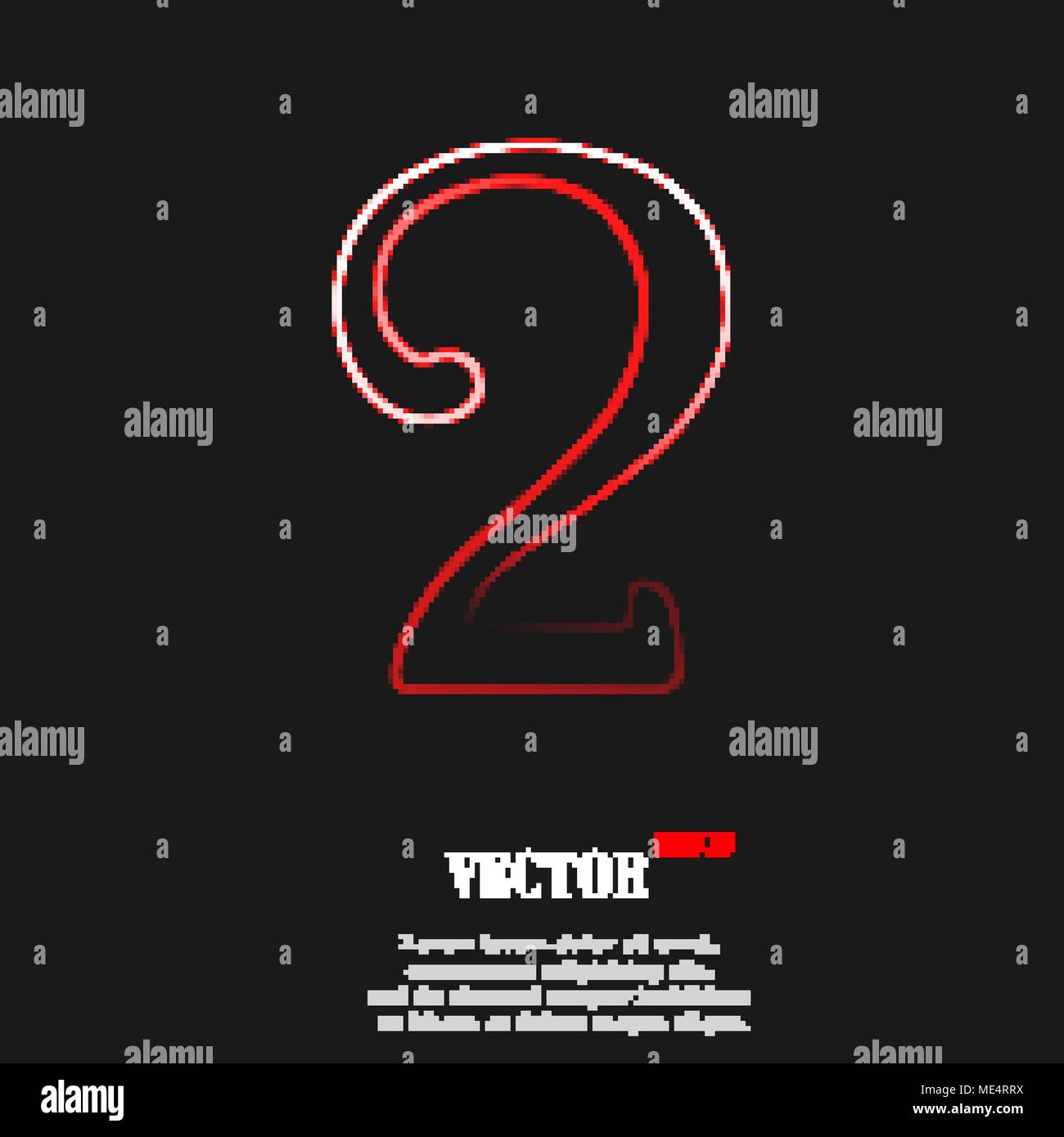 number two icon symbol with effect of red neon. Vector illustration ...