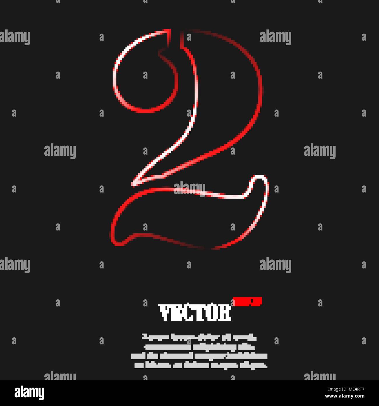 number two icon symbol with effect of red neon. Vector illustration ...
