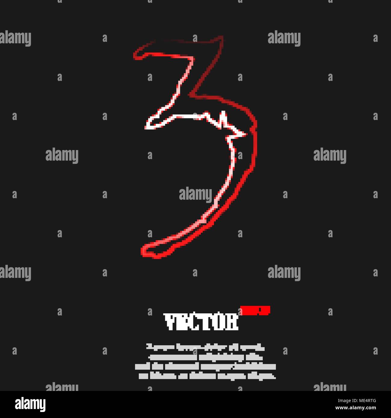 number three icon symbol with effect of red neon. Vector illustration ...