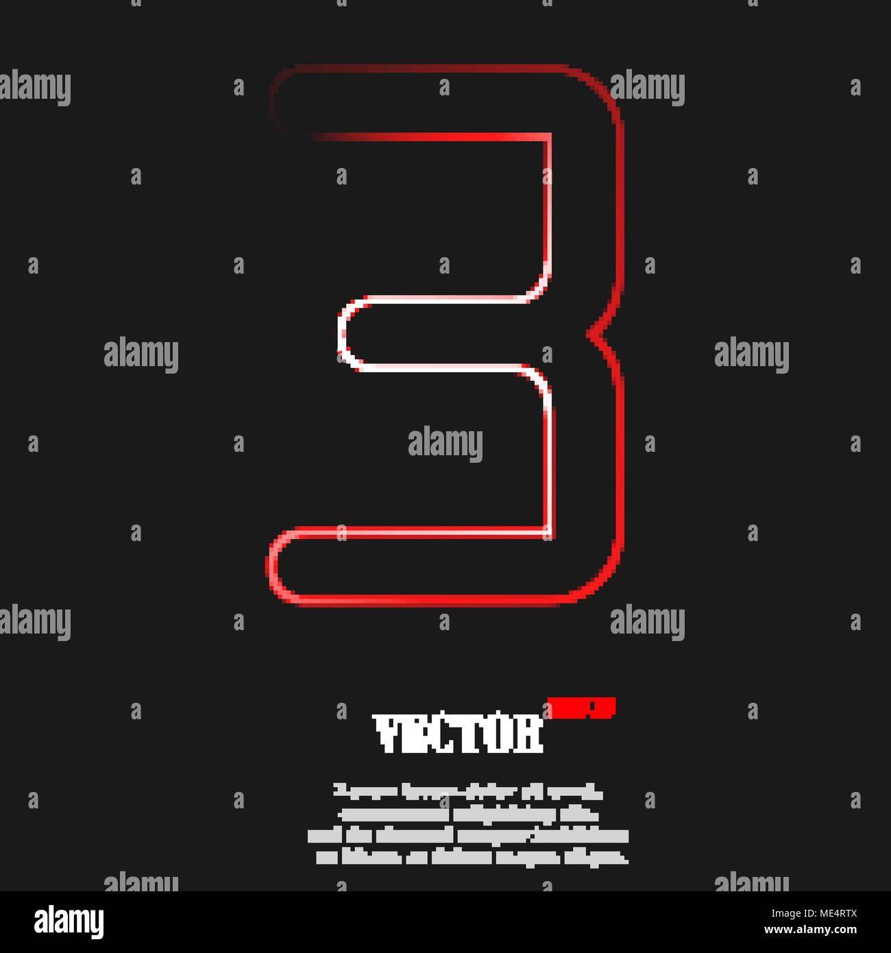 number three icon symbol with effect of red neon. Vector illustration ...