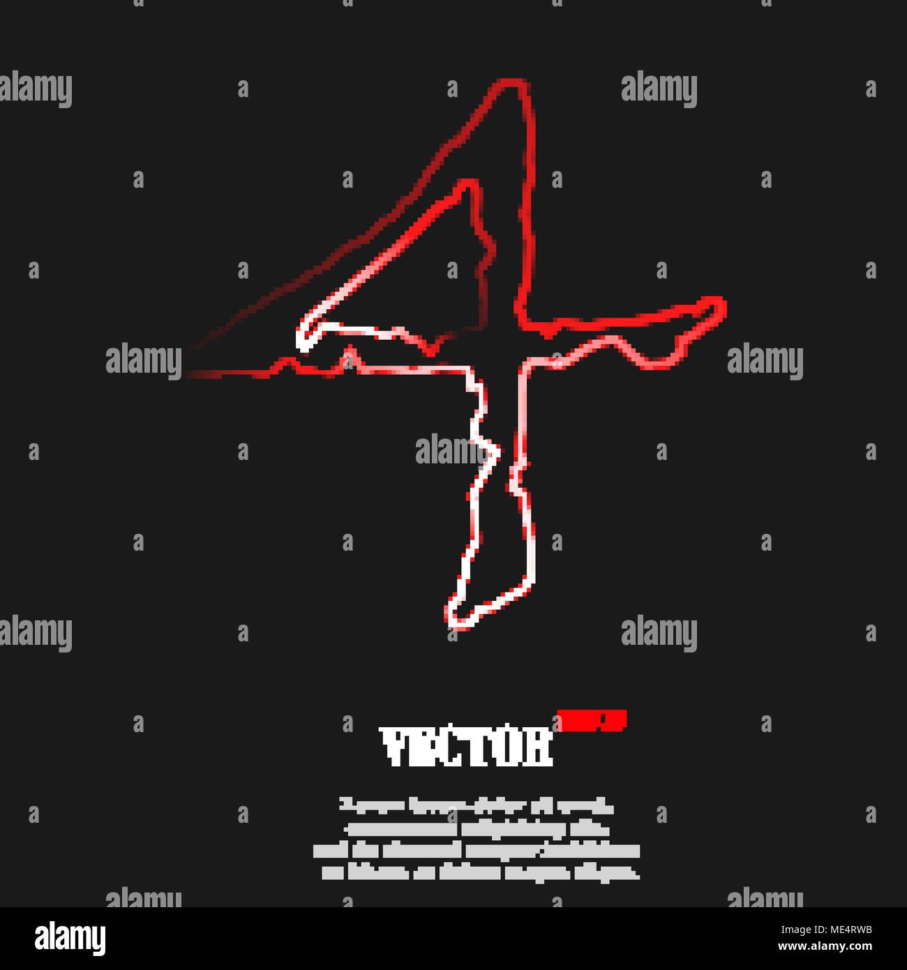 number four icon symbol with effect of red neon. Vector illustration ...