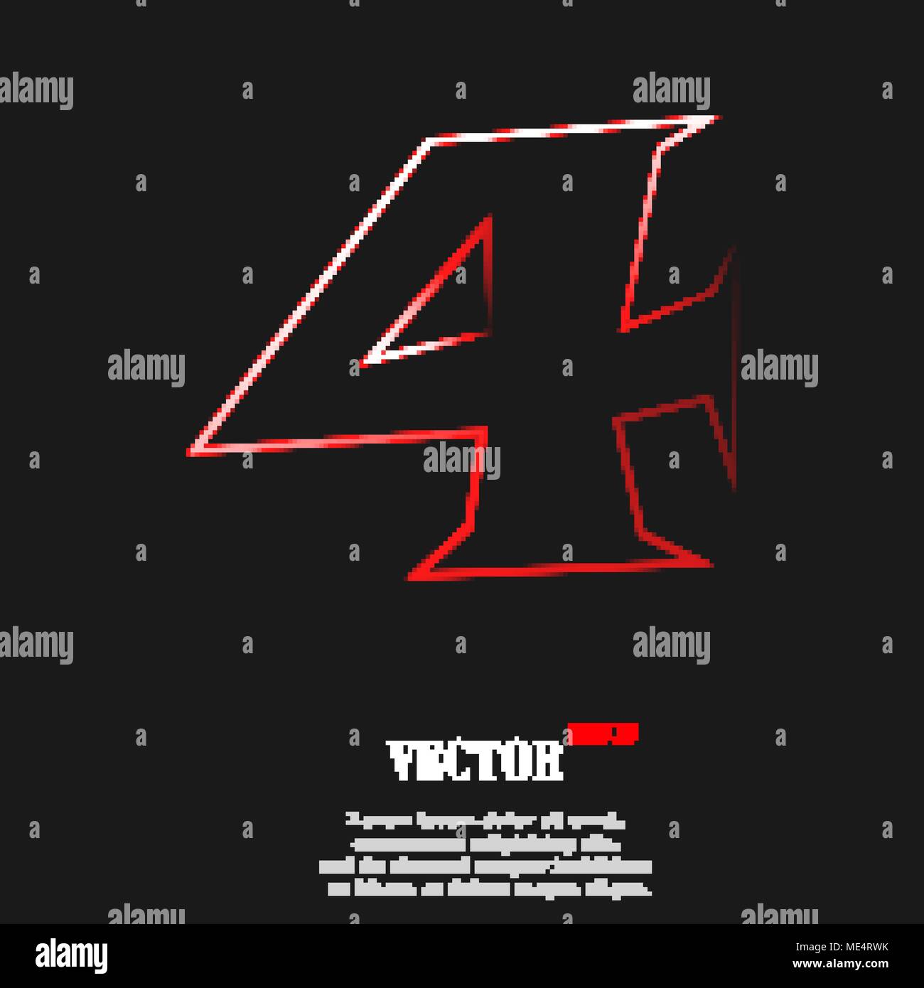 number four icon symbol with effect of red neon. Vector illustration ...