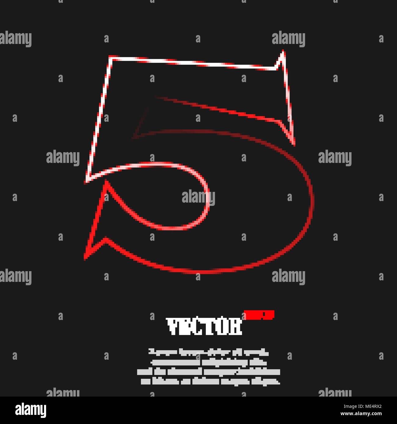 number five icon symbol with effect of red neon. Vector illustration ...