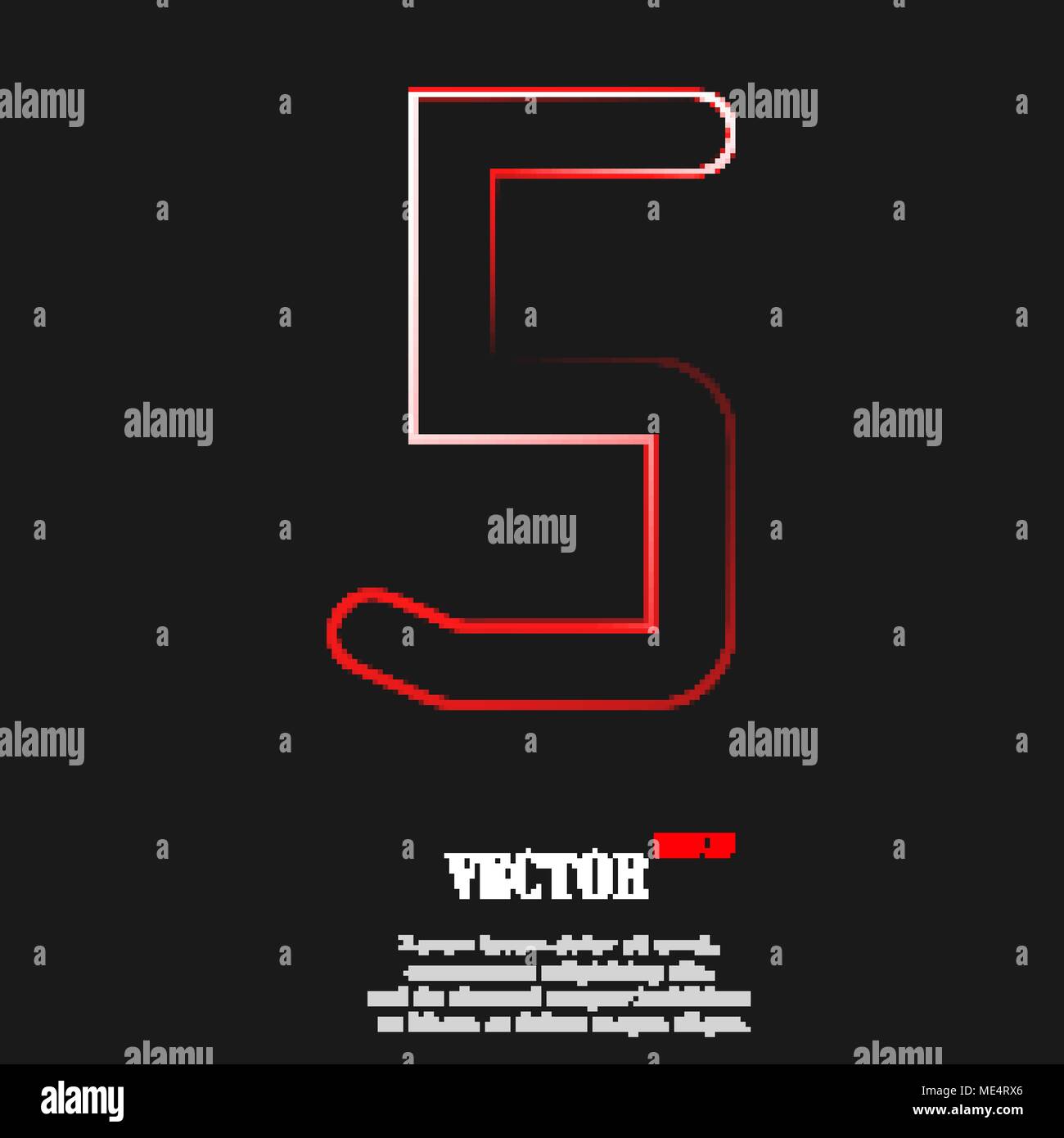 number five icon symbol with effect of red neon. Vector illustration ...