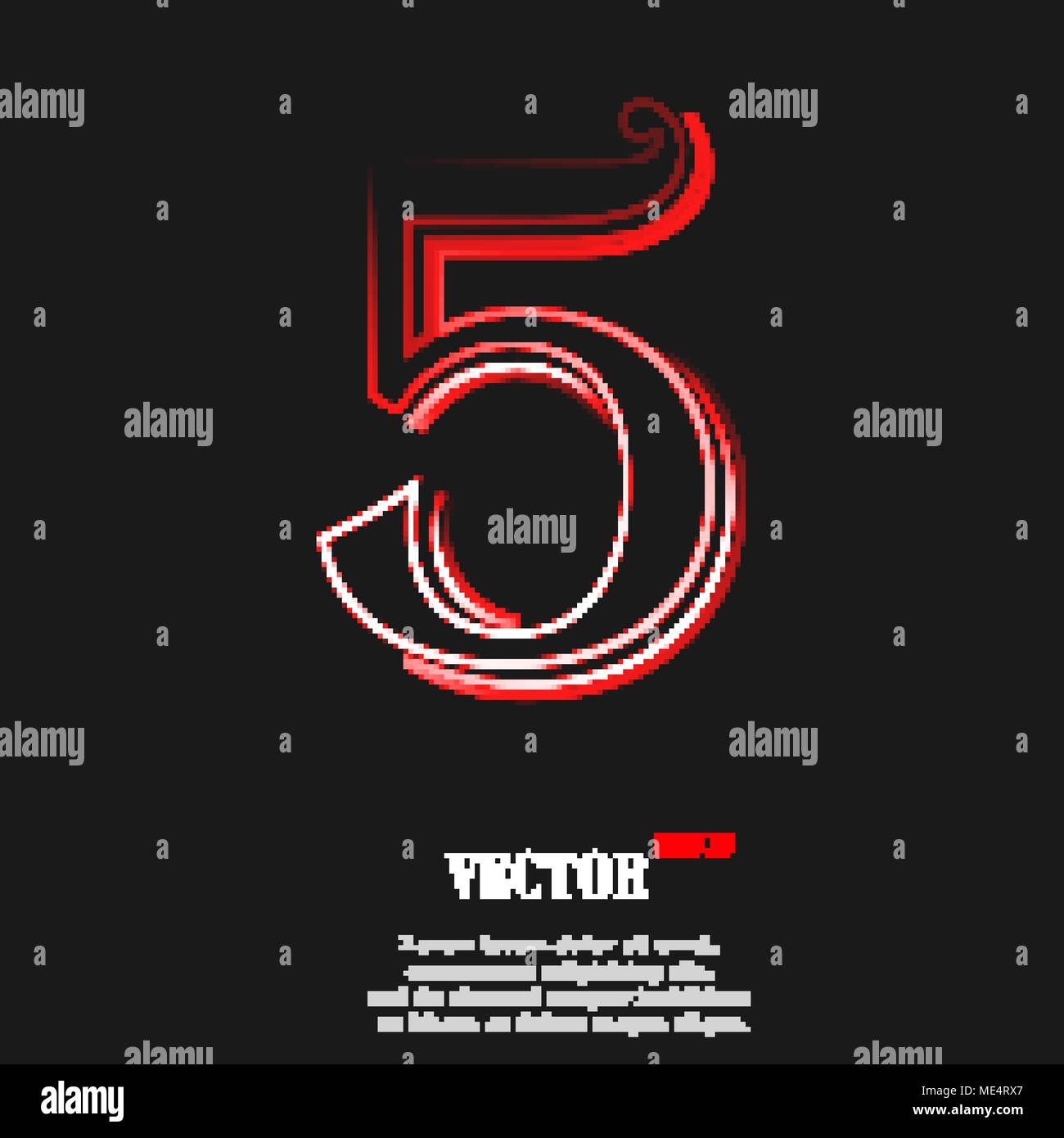 number five icon symbol with effect of red neon. Vector illustration ...