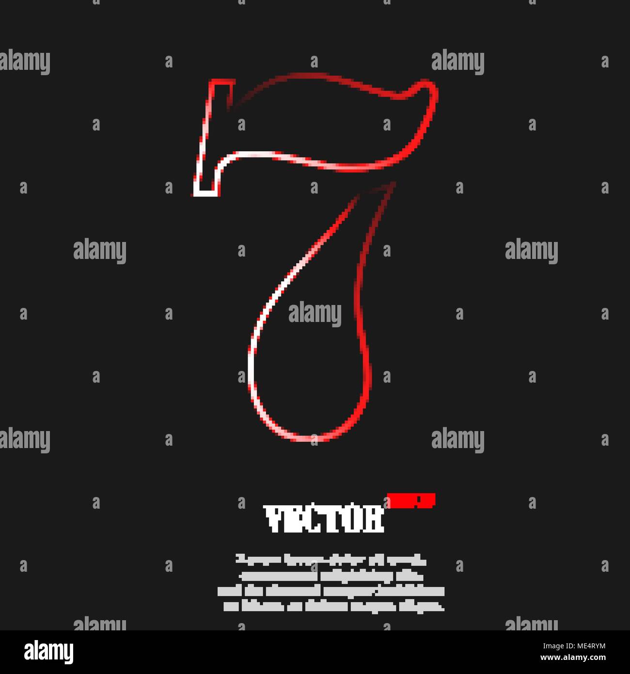 number seven icon symbol with effect of red neon. Vector illustration ...