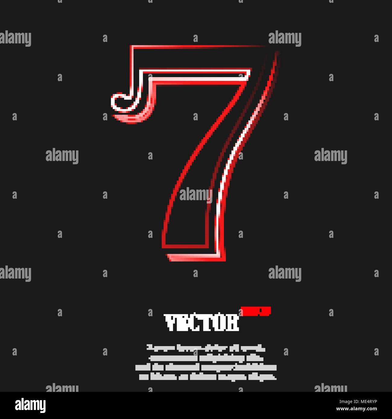 number seven icon symbol with effect of red neon. Vector illustration ...