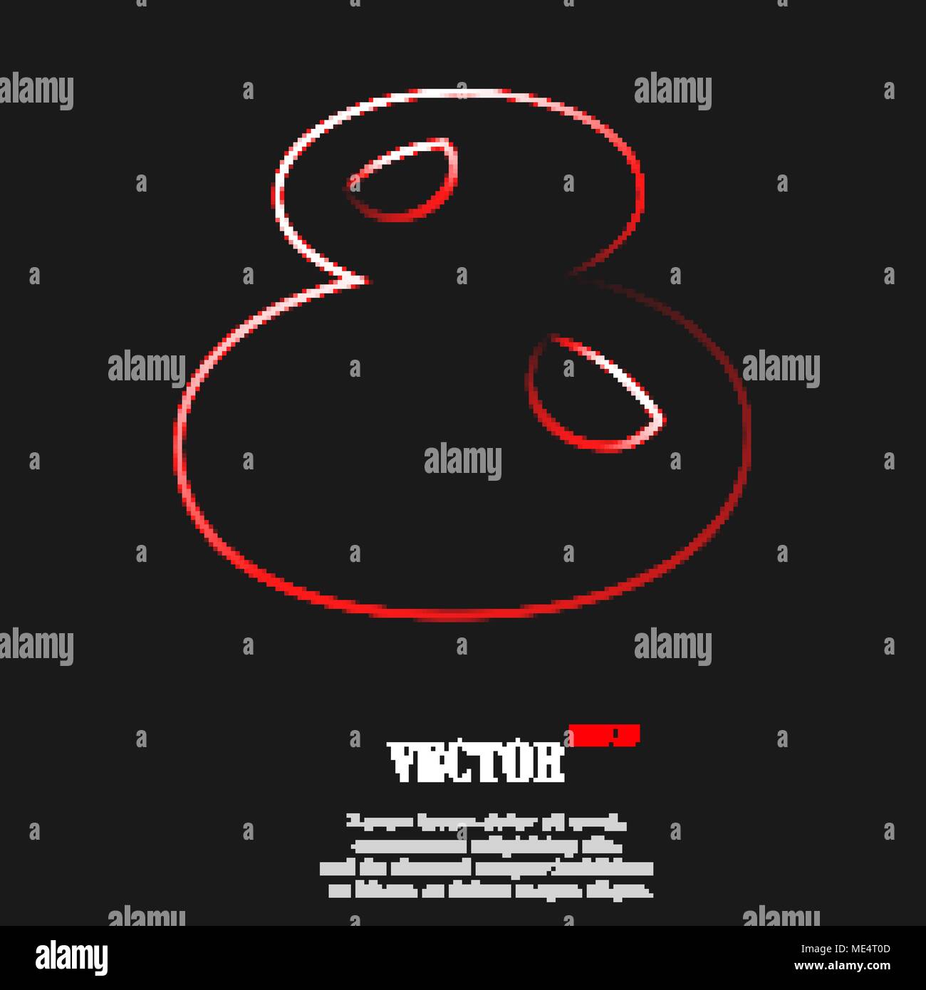 number Eight icon symbol with effect of red neon. Vector illustration ...