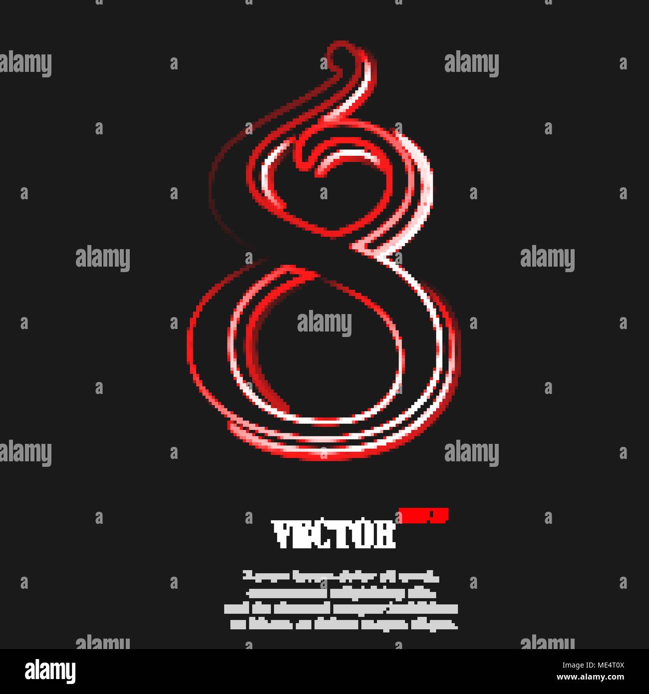 number Eight icon symbol with effect of red neon. Vector illustration ...