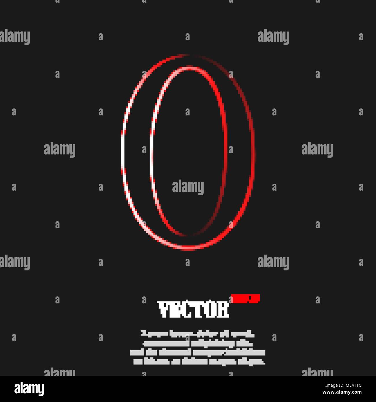 number zero icon symbol with effect of red neon. Vector illustration ...