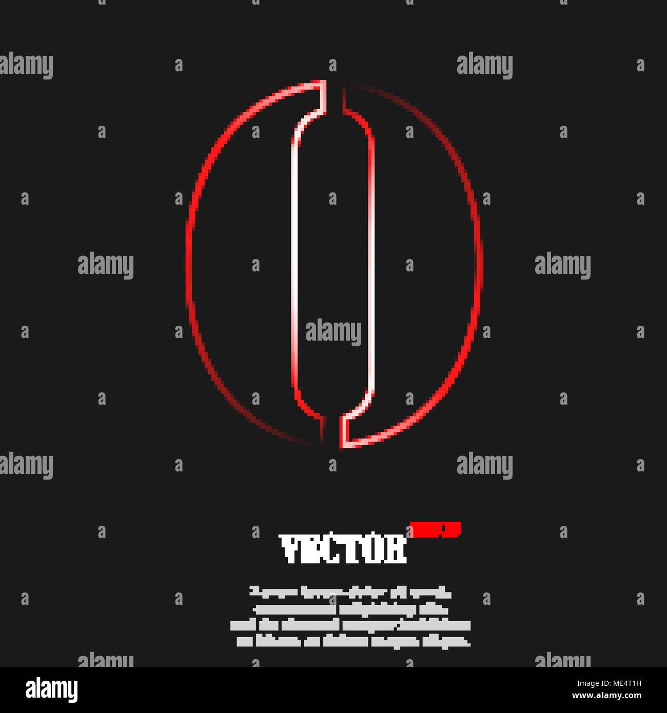 number zero icon symbol with effect of red neon. Vector illustration ...