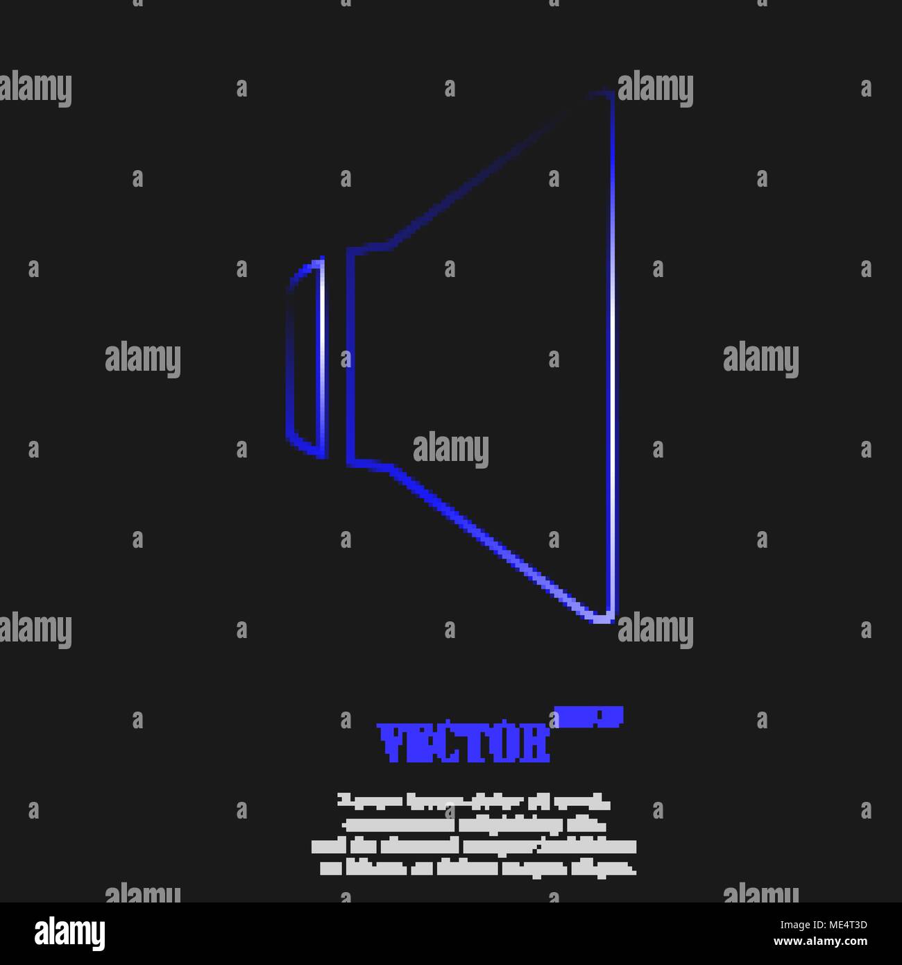 Speaker volume icon symbol with effect of blue neon. Vector ...