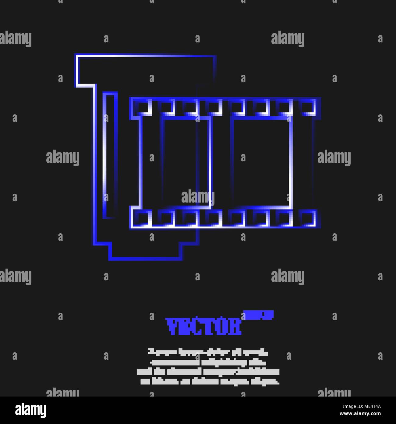 negative films icon symbol with effect of blue neon. Vector ...