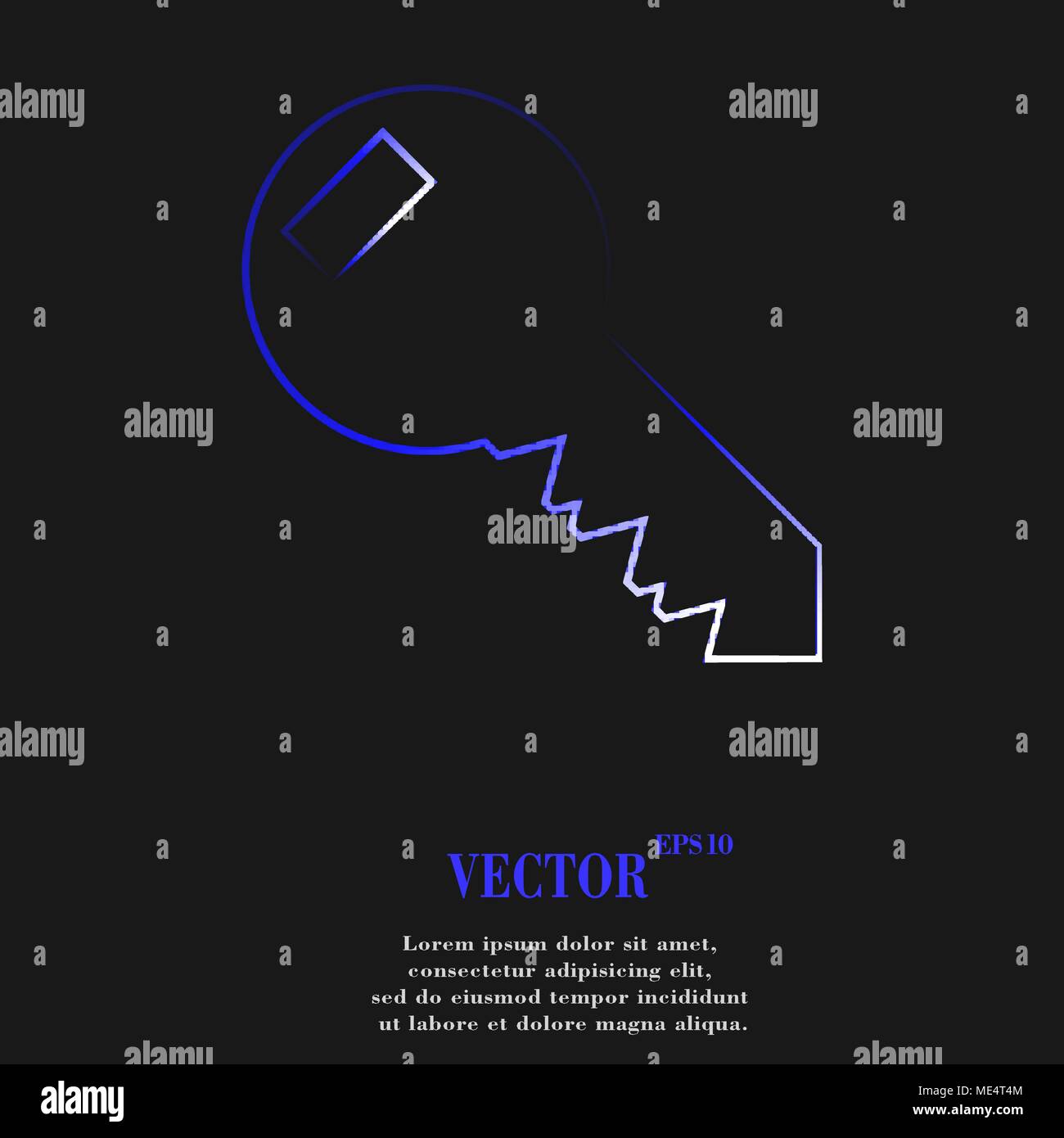 Key icon symbol with effect of blue neon. Vector illustration Stock ...