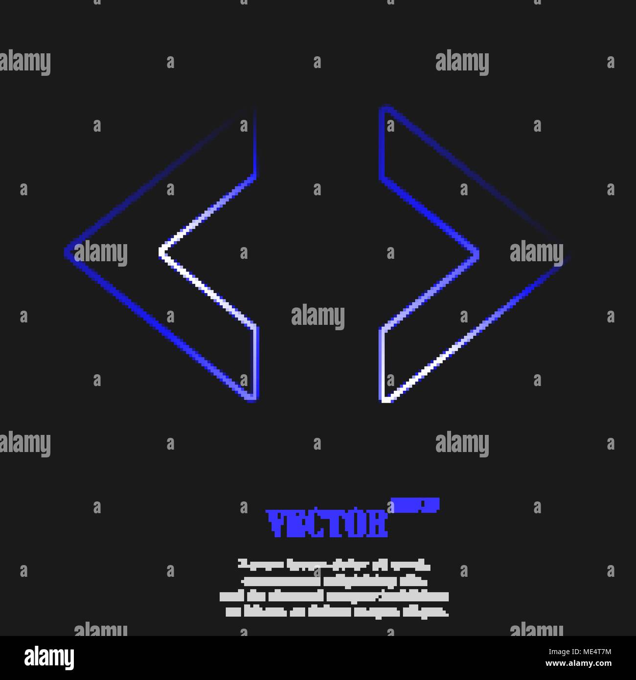 Code icon symbol with effect of blue neon. Vector illustration Stock ...