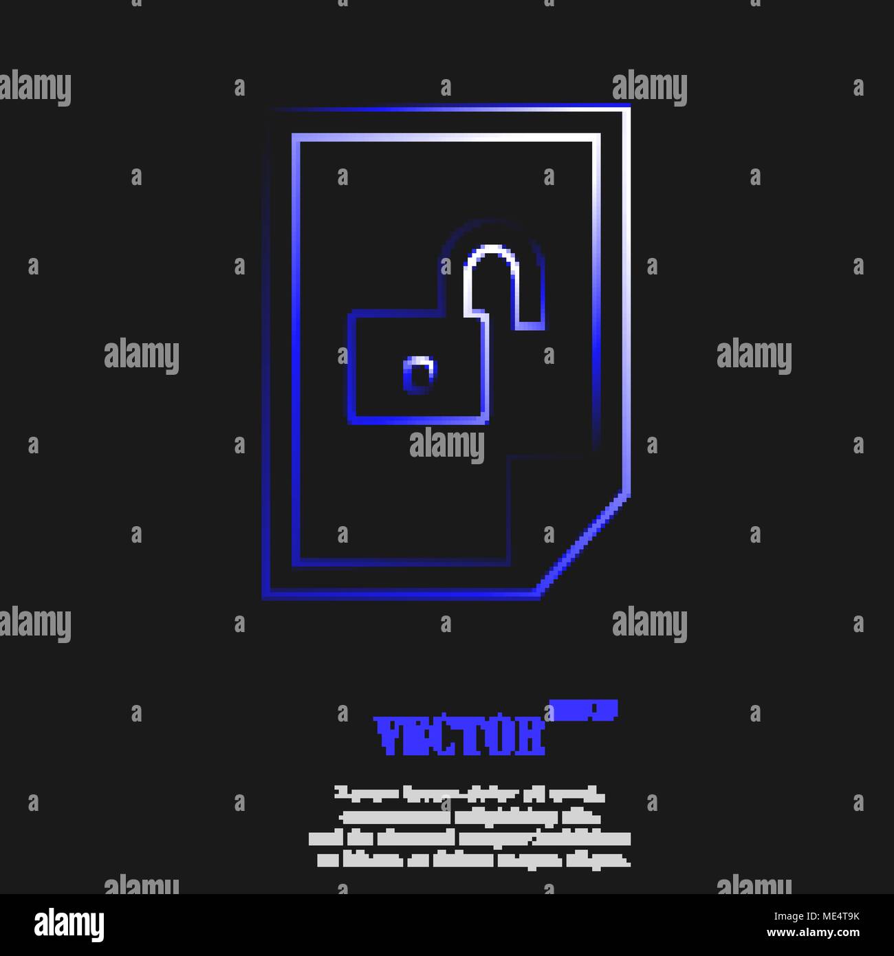 File unlocked icon symbol with effect of blue neon. Vector illustration ...